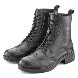 Lascana Damen Lascana Schn&uuml;rboots Schn&uuml;rstiefelette, Ankle Boots, Leder, Schn&uuml;ren & Rei&szlig;verschluss schwarz 39