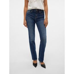 V&eacute;ro Moda Vero Moda Damen Straight-Jeans &raquo;VMFLASH MR STRAIGHT JEANS LI3300 GA NOOS&laquo; Baumwollmischung mit Stretch, regular waist, straight fit blau XS (34), 