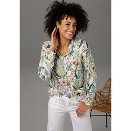 Aniston Casual Damen Aniston CASUAL Schlupfbluse mit Bl&uuml;ten und Bl&auml;ttern bedruckt bunt 42