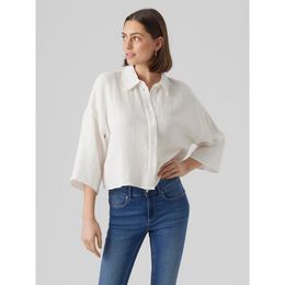 V&eacute;ro Moda Vero Moda Damen Hemdbluse &raquo;VMNATALI CROP SHIRT WVN NOOS&laquo; Baumwolle, loose fit wei&szlig; L