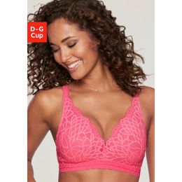 Lascana Damen Lascana Bralette-BH ohne B&uuml;gel rundherum aus Spitze &ndash; ideal f&uuml;r gro&szlig;e Gr&ouml;&szlig;en blau 65, Cup D
