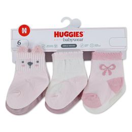 Huggies Babywear Herren HUGGIES babywear Kurzsocken &raquo;HGHG 6PK QUARTER SOCK&laquo; Packung, 6 Paar tlg. 6er Pack Baby-Socken mit Tier-Motiven/f&uuml;r Girls rosa 