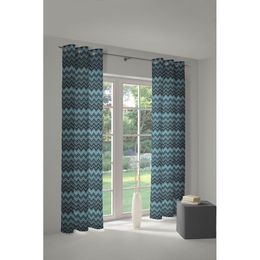 WIRTH Vorhang &raquo;Benewitz&laquo; &Ouml;sen 1 Stk. tlg. blau Jacquard, Baumwolle, Polyester 145cm, &Ouml;sen, 132cm