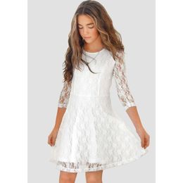 Kidsworld M&auml;dchen Kidsworld Jerseykleid &raquo;- Spitzenkleid&laquo; festliche Anl&auml;sse, knielang, aus Spitze und Jersey, 3/4-&Auml;rmel beige 176/182, N-Gr