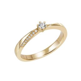 Firetti Solit&auml;rring &raquo;Schmuck Geschenk Gold 585 Damenring Verlobungsring Goldring&laquo; mit Brillanten gold 58, 0,13 SI = kleine Einschl&uuml;sse, Diamanten 