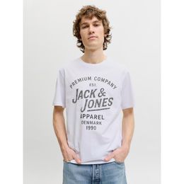 Jack & Jones Jack & Jones Herren T-Shirt &raquo;JPRBLUZANE SS TEE FST&laquo; mit Logo Schriftzug wei&szlig; XL