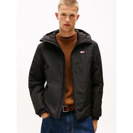 Tommy Jeans Herren Outdoorjacke mit Kapuze Freizeitjacke, &Uuml;bergangsjacke, Regular Fit, Kapuze schwarz M
