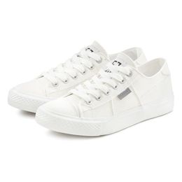 ELBSAND M&auml;dchen Sneaker &raquo;Schn&uuml;rschuh, Stoffschuhe, Textilschuhe, Turnschuh, Freizeitschuh&laquo; Schn&uuml;rhalbschuh aus Textil in modernem Used-Look VEGAN wei&szlig;