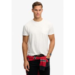 Superdry Herren Rundhalsshirt &raquo;COTTON CLASSIC LINEN PKT TEE&laquo; Baumwollmischung, relaxed fit aus luftig leichtem Baumwoll-Leinen-Mix wei&szlig; XXL