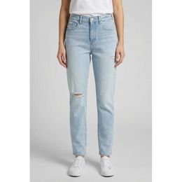 Calvin Klein Jeans Damen Mom-Jeans &raquo;NEW MOM JEAN&laquo; mit Markenlabel am Bund blau 34, L&auml;nge 32