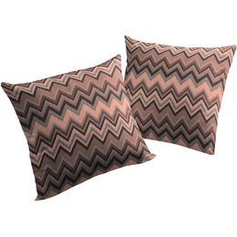 WIRTH Dekokissen &raquo;Benewitz&laquo; Kissenh&uuml;lle ohne F&uuml;llung, 2 St&uuml;ck orange Baumwolle, Polyester B/L: 40cm x 40cm, 2 Stk.
