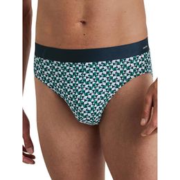Calida Damen Calida Slip &raquo;Cotton Code Design&laquo; weicher Elastikbund, ohne Eingriff, gemustert blau S (46/48)