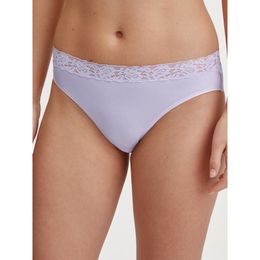 Calida Damen Calida Slip &raquo;Natural Comfort Lace&laquo; verspielte Spitze, Regular-Cut, elastischer Single Jersey, weich lila L (48/50)
