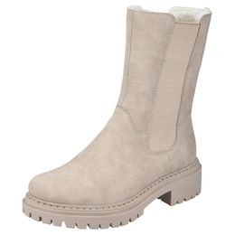 Rieker Damen Chelseaboots Stiefelette, Boots mit breitem Stretch an der Seite beige 36