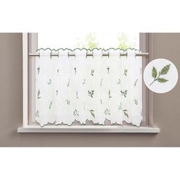 OTTO home Scheibengardine &raquo;Alphonse&laquo; Durchzugl&ouml;cher 1 Stk. tlg. Bestickt, floral, gemustert, sch&ouml;ne Haptik gr&uuml;n Voile, Polyester 30cm, Durchzugl&ouml;cher,