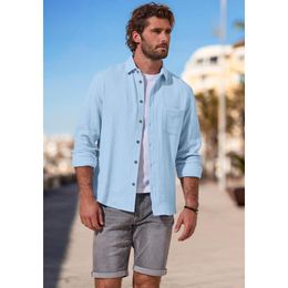 Beach Time Beachtime Herren Langarmhemd &raquo;Regular fit&laquo; Langarm, Freizeithemd aus Musselin-Ware blau L (41/42), N-Gr