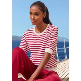 French Connection Damen T-Shirt Loungeshirt mit kurzem Arm, aus soften Strukturstrick, Loungewear rot 36/38