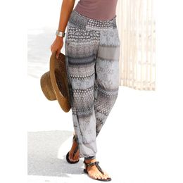 Buffalo Damen Strandhose &raquo;aus angenehmer Viskose&laquo; mit Alloverdruck, leichte Sommerhose, Relax-Jerseyhose, Schlupfhose bunt 36, N-Gr