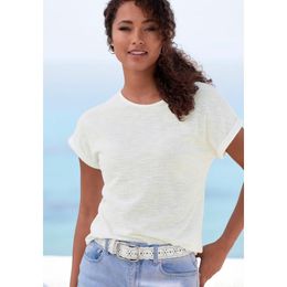 Vivance Damen T-Shirt &raquo;mit modischer Struktur&laquo; aus b&uuml;gelfreier, luftiger Qualit&auml;t mit Baumwolle wei&szlig; 36/38