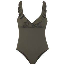 JETTE Damen JETTE Badeanzug mit eleganter R&uuml;sche und Shaping-Effekt gr&uuml;n 38, Cup C