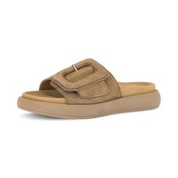 Gabor Damen Pantolette , Plateau, Sommerschuh, Schlappen mit gro&szlig;er Zierschnalle braun 44
