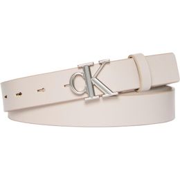 Calvin Klein Jeans Damen Lederg&uuml;rtel &raquo;Monogram Plaque Buckle 25MM&laquo; beige 100