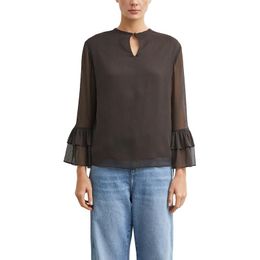 comma, Comma Damen R&uuml;schenbluse Sommerbluse mit Volant-&Auml;rmeln / Transparent / Cut-Out 46