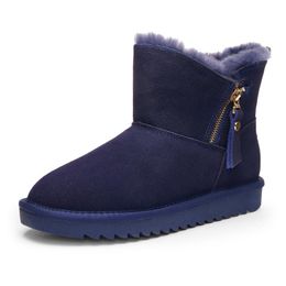 Ara Damen Winterboots &raquo;ALASKA Short Zip&laquo; Stiefel aus echtem Lammfell mit Rei&szlig;verschluss, G-Weite (weit) blau 42