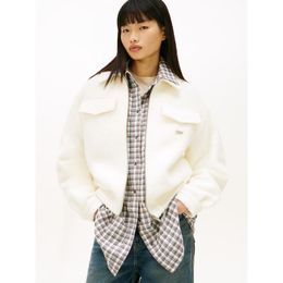 Tommy Jeans Damen Blouson &raquo;TJW OVS WOOL ZIP FRONT JACKET&laquo; mit Wolle wei&szlig; L (40)