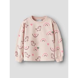 name it Damen Sweatshirt &raquo;NMFLILITH LS RLX SWEAT UNB BOX&laquo;, Baumwollmischung, Allover Druck rosa 104