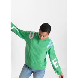 bonprix Damen bonprix Sweatshirt, l&auml;ssiger Schnitt, Oversized-Look, Schriftzug-Design gr&uuml;n 56/58 (XXXL)