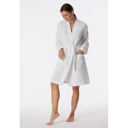 Schiesser Damen Bademantel &raquo;Waffle Piqu&eacute;&laquo; aufgesetzte Taschen, Baumwolle, Waffelpiqu&eacute; wei&szlig; L