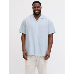 Jack & Jones PlusSize Jack & Jones Plussize Herren Jack & Jones PlusSize Kurzarmhemd &raquo;JJEBREEZE LINEN BLEND RESORT SHIRT PLS&laquo; mit Leinen, regular fit blau 5XL, N-Gr