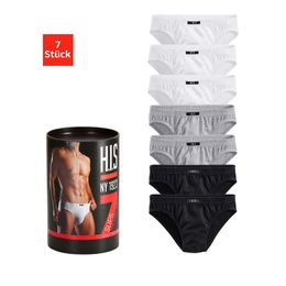 H.I.S. H.I.S Herren Slip &raquo;Unterhosen f&uuml;r Herren&laquo; Dose, 7 Stk. aus Baumwoll-Mix in einer Dose verpackt schwarz-wei&szlig; 6L, 7 Stk.