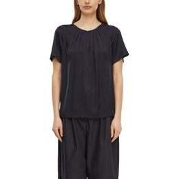 comma, Comma Damen Kurzarmbluse Sommerbluse mit gerafftem Rundhals 34