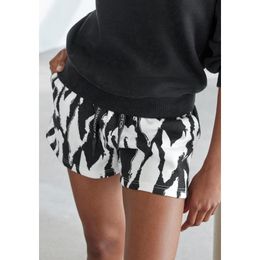 French Connection Damen Sweatshorts mit Allover-Print, Loungewear schwarz-wei&szlig; 40/42, N-Gr