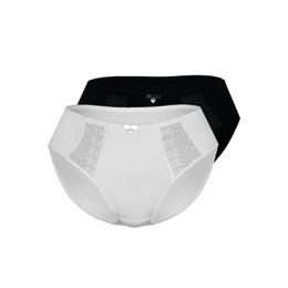 Sassa Mode Sassa Damen Slip &raquo;Lovely Secret&laquo; normale Taillenh&ouml;he, klassische Passform, elegante Spitzendetails schwarz-wei&szlig; 42