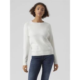 V&eacute;ro Moda Vero Moda Damen Rundhalspullover &raquo;VMDOFFY LS O-NECK BLOUSE GA NOOS&laquo; Materialmix, regular fit wei&szlig; L