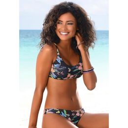 Lascana Damen Lascana Bustier-Bikini-Top &raquo;Malia&laquo; mit tropischem Print grau 38, N-Gr