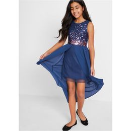 bonprix Kinder bonprix Vokuhila-Kleid festliches Kleid, aus Polyester, regular fit blau 158, N-Gr