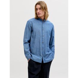 Jack & Jones Jack & Jones Herren Langarmhemd &raquo;JJESUMMER LINEN BLEND BAND SHIRT L/S SN&laquo; Baumwollmischung, regular fit blau XS, N-Gr