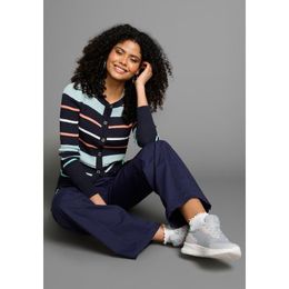 Kangaroos Damen Kangaroos Strickjacke mit Zopfmuster und Streifen blau 48/50