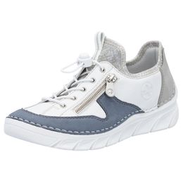 Rieker Damen Slip-On Sneaker Slipper, Freizeitschuh mit kontrastfarbenen Bes&auml;tzen wei&szlig; 40