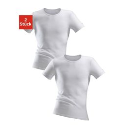 CLIPPER EXCLUSIVe Herren Unterhemd 2 Stk. sp&uuml;rbar weich und glatt - in Feinripp, Unterziehshirt, Kurzarm T-Shirt wei&szlig; 4, 2 Stk., N-Gr
