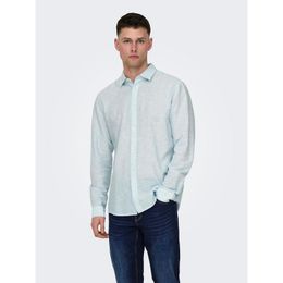 Only & Sons Only & Sons Herren ONLY & SONS Langarmhemd &raquo;ONSCAIDEN LS SOLID LINEN SHIRT NOOS&laquo; Baumwollmischung mit Leinen, slim fit blau XXL, N-Gr