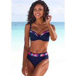 Lascana Damen Lascana B&uuml;gel-Bikini-Top &raquo;Exotic&laquo; mit bedruckter Blende an den Cups blau 36, Cup C