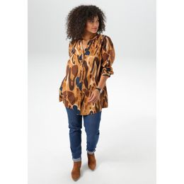 Aniston Plus Damen Aniston PLUS Longbluse extravagant bedruckt im trendigen Farbverlauf braun 54