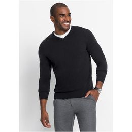 bonprix Herren bonprix Strickpullover &raquo;Feinstrickpullover in Regular Fit&laquo; aus Feinstrickmaterial, mit V-Ausschnitt, Regular Fit schwarz 68/70 (4XL)