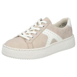 Rieker Damen Plateausneaker Schn&uuml;rschuh, Halbschuh, Freizeitsneaker mit modischer Plateausohle beige 43