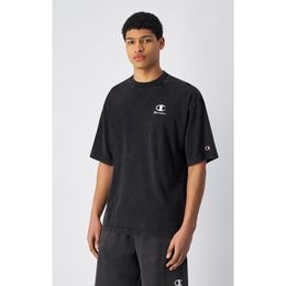 Champion Herren T-Shirt Kurzarm, mit Rundhalsausschnitt, aus Baumwolle, auch in gro&szlig;en Gr&ouml;&szlig;en schwarz L (50)